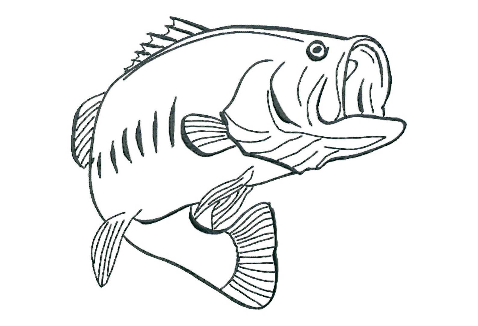Calligraphy Bass Fish Embroidery Design – Digital Machine Embroidery ...