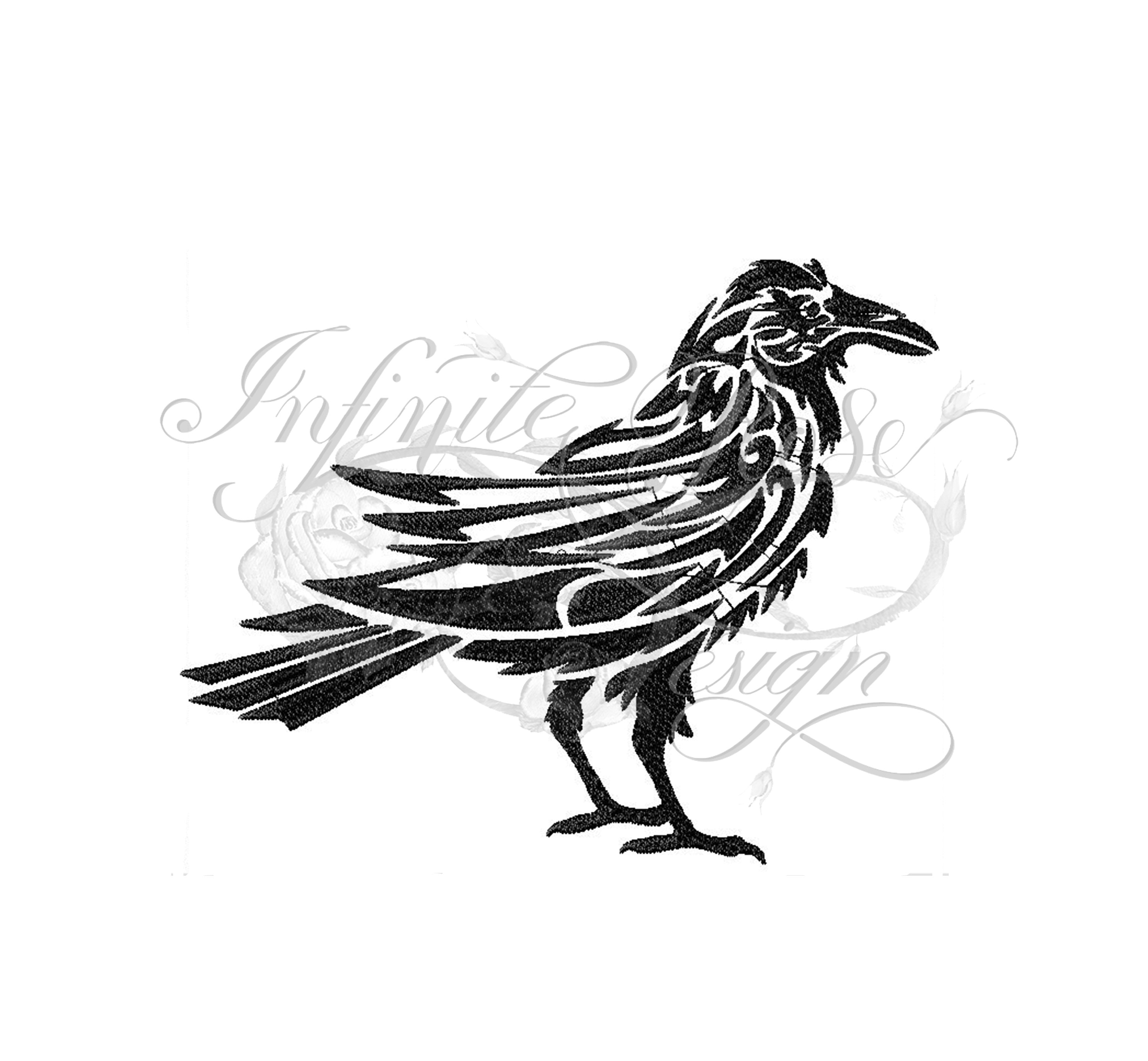 Raven Machine Embroidery Pattern 4”x3” - Etsy