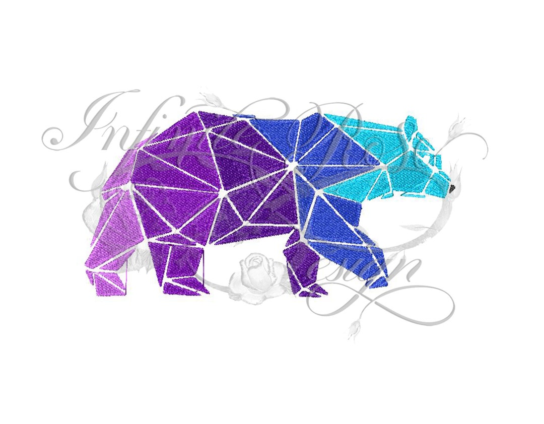 Geometric Multi Colored Bear Machine Embroidery Pattern - Etsy