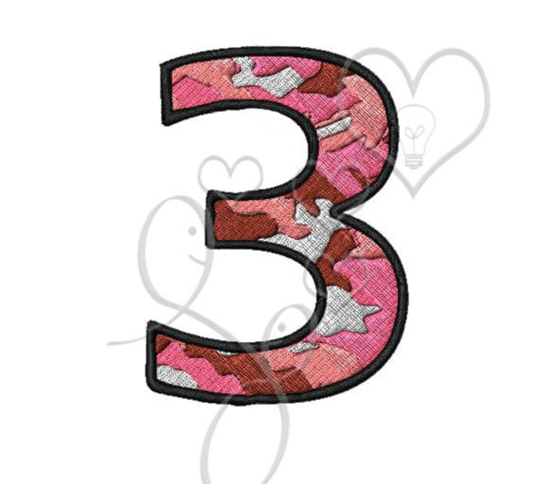 Pink Camo #3 Camouflage Number Three Embroidery Download Machine ...