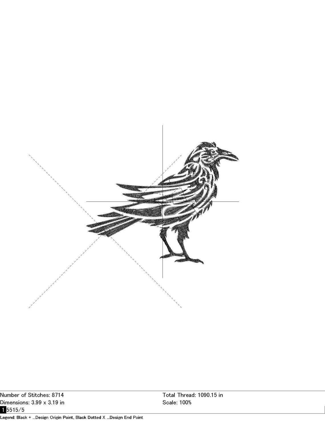 Raven Machine Embroidery Pattern 4”x3” - Etsy