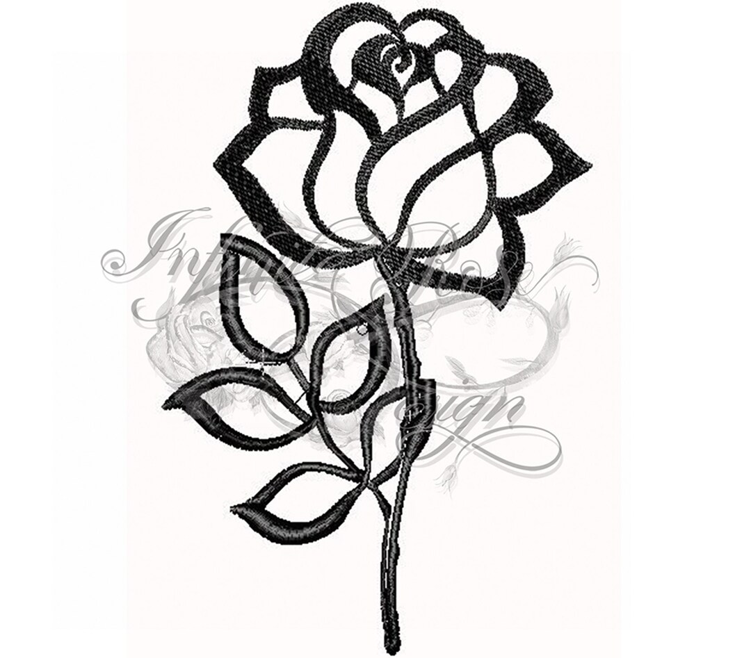 Rose Embroidery File, Digital Embroidery File, Rose Outline - Etsy