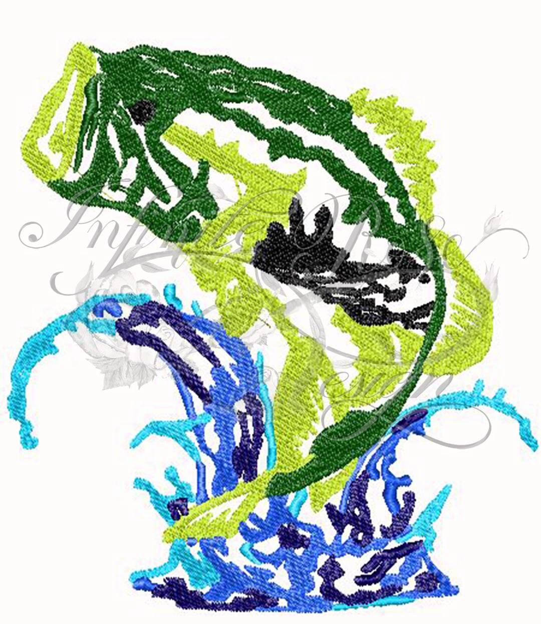 Bass Fishing Scene Embroidery File - Etsy