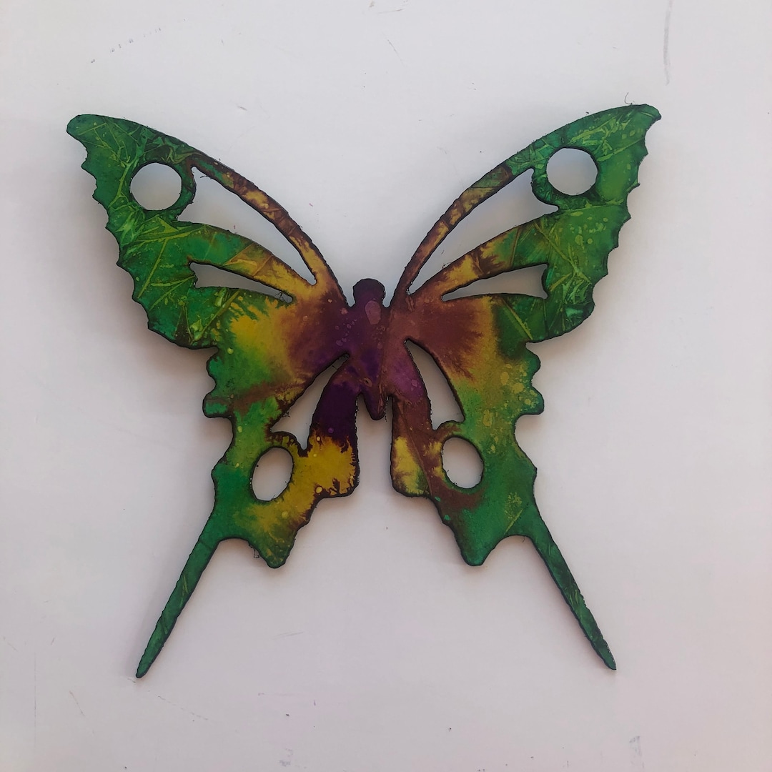 Hand Painted Metal Butterfly Wall Decor - Etsy