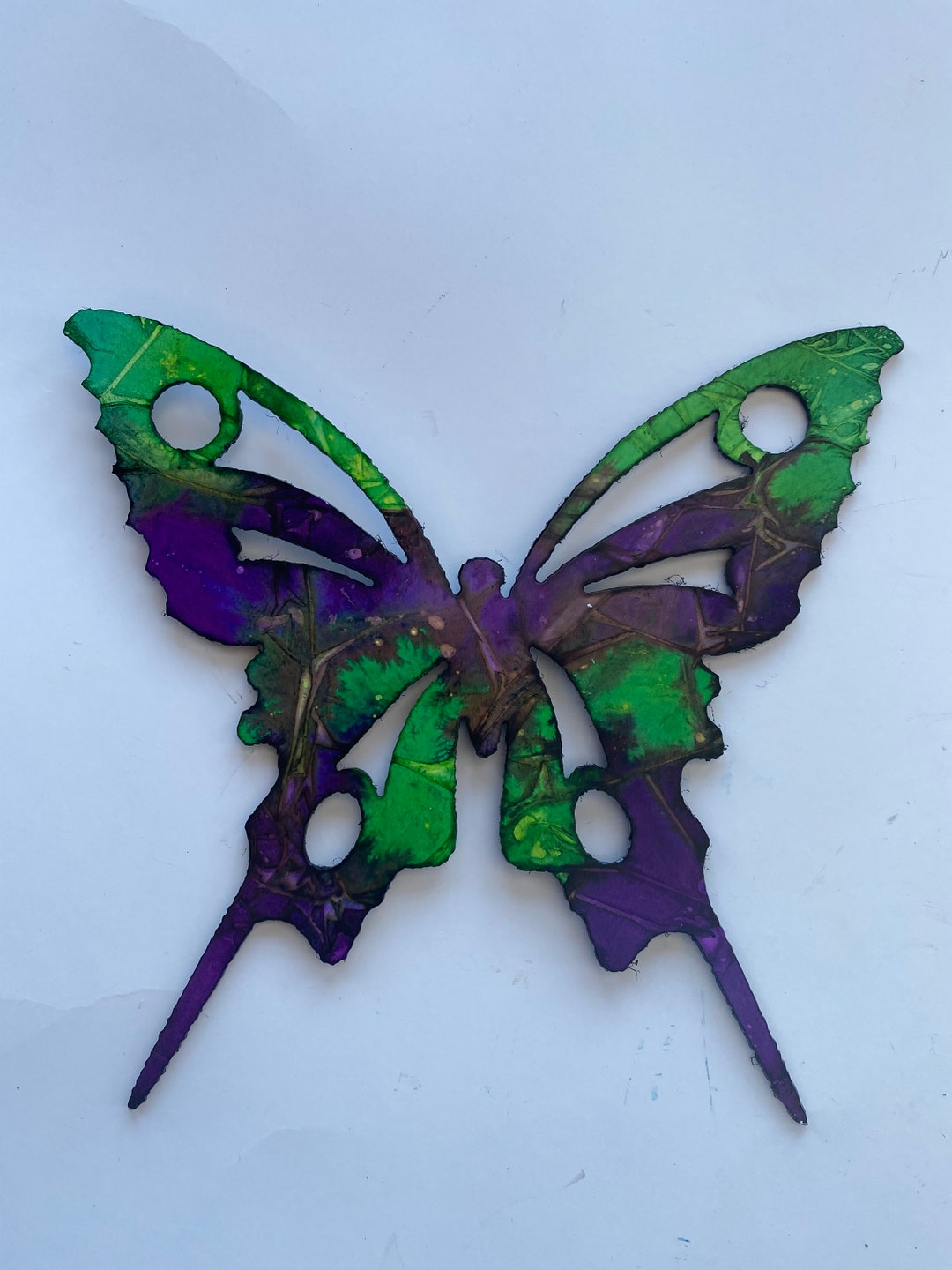 Hand Painted Metal Butterfly Wall Decor - Etsy