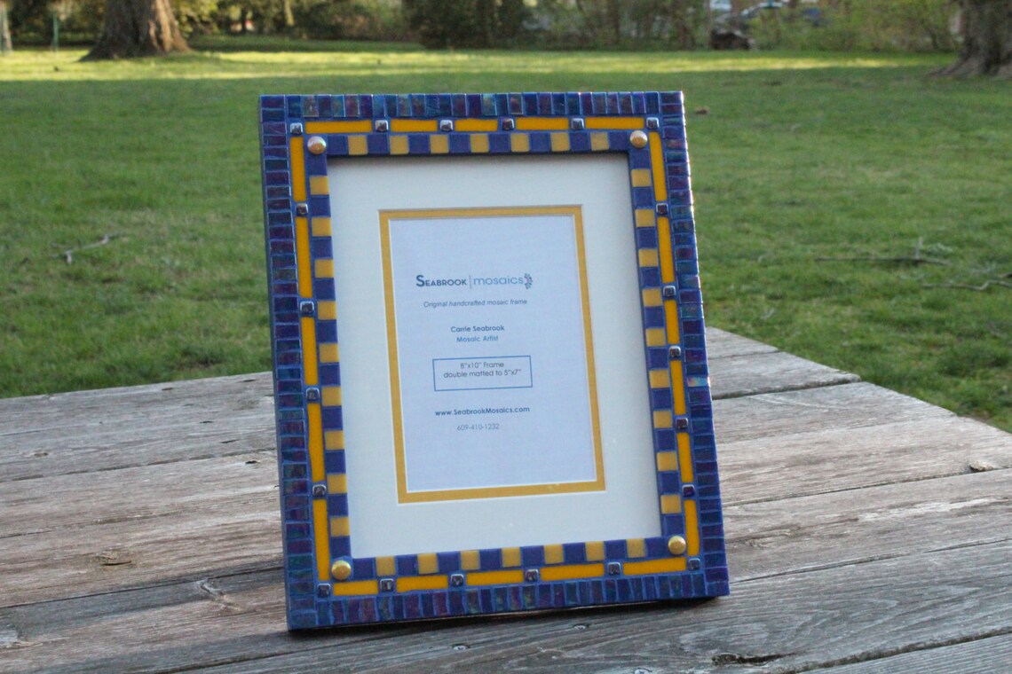 Blue and Yellow-gold (school Colors) - Design 1 - Mosaic Picture Frame ...
