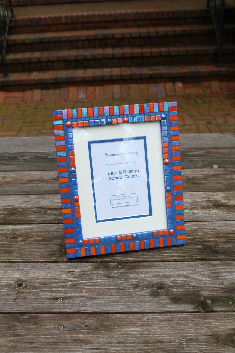 Blue & Orange (school Colors) - Design 1 - Mosaic Picture Frame - Etsy