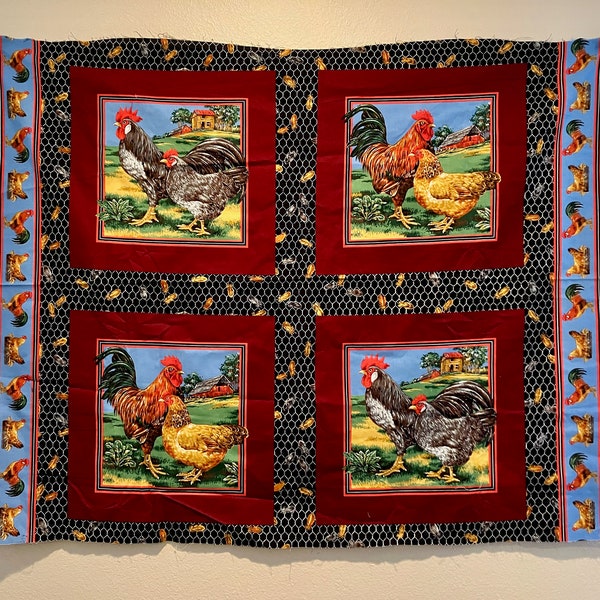 Chicken and Rooster Fabric Panels - Etsy