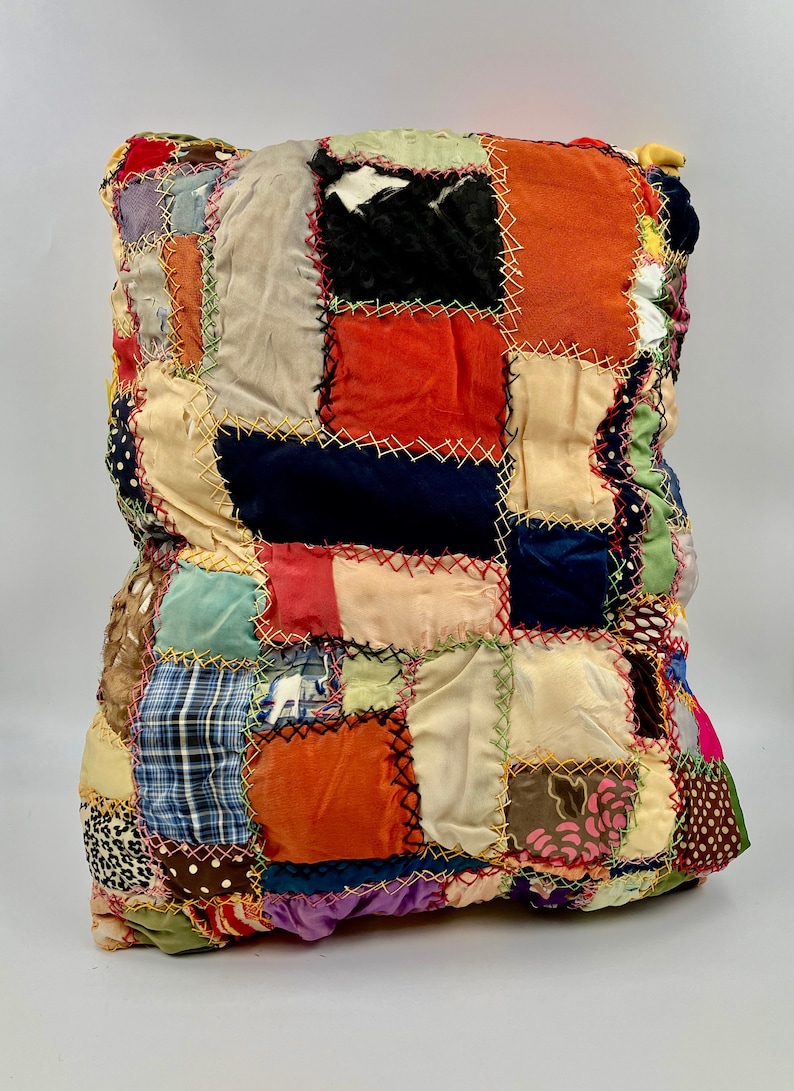 Circa 1940s Hand Stitched Crazy Quilt Pillow Made With - Etsy