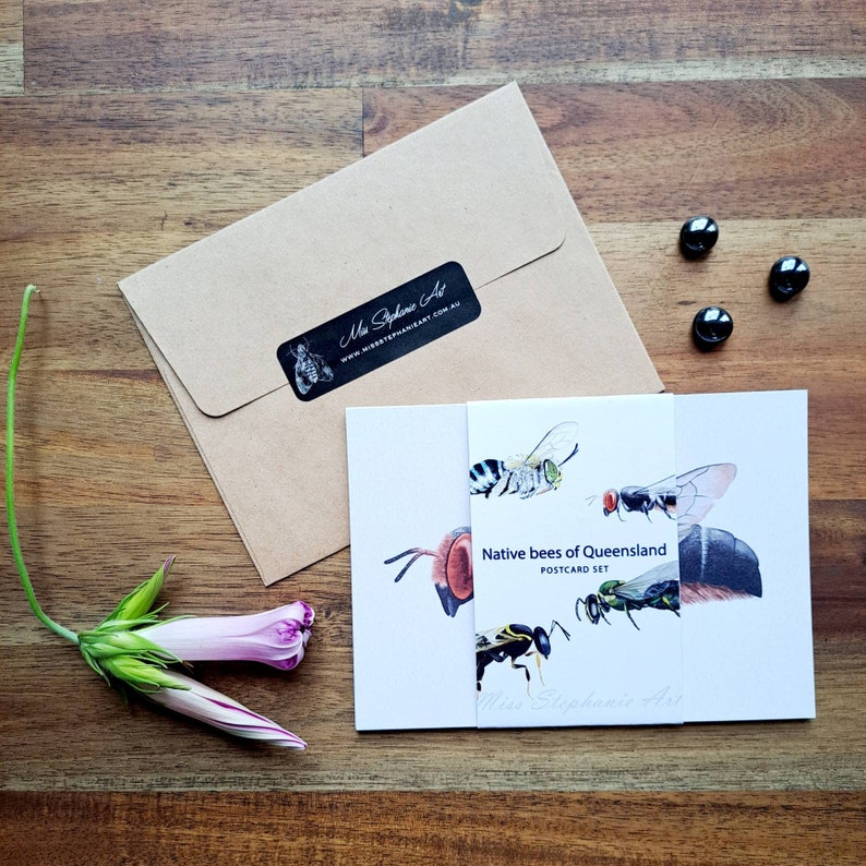 Queensland Postcard Set - Native Australian Bees | Mini Prints 4 Pack ...