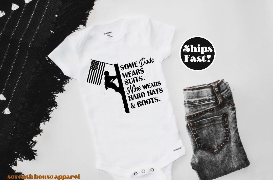 Lineman Dad Baby Onesie® - Powerlines & Hard Hat - Etsy