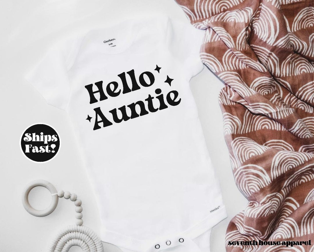 Hello Auntie Baby Bodysuit - Pregnancy Reveal Aunt Gift - Etsy
