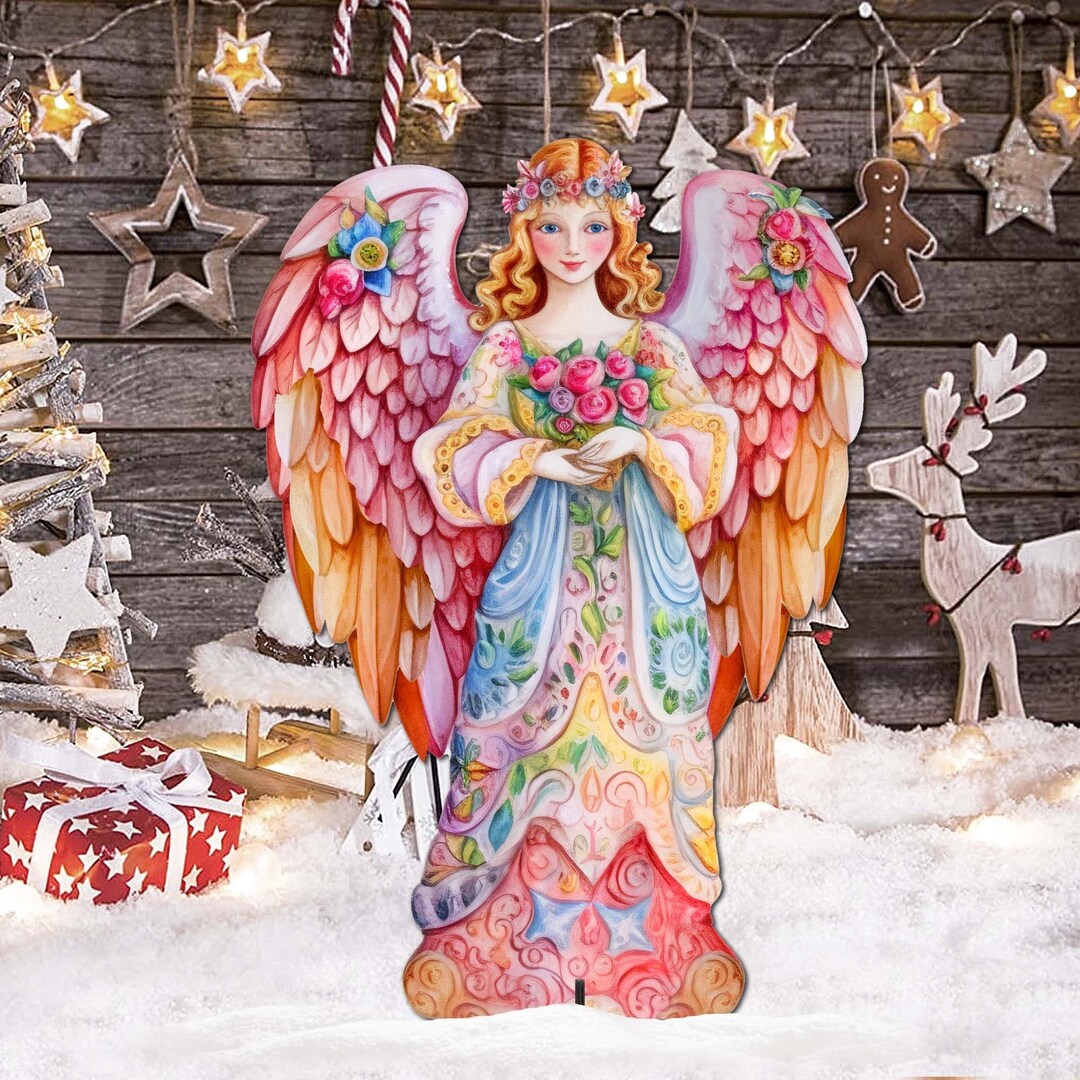 Pink Floral Angel OUTDOOR Decor Art by G Debrekht - Nativity Holiday ...