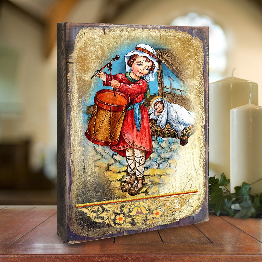 Drummer Boy on Reclaimed Wood Gold-plated Christmas Wall Decor ...