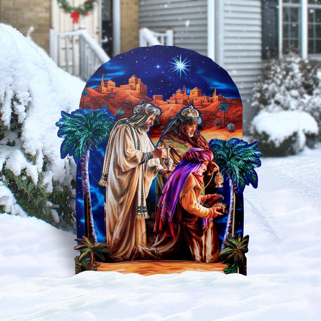 65 Tall Three Kings Gifts Outdoor Life-sized Nativity Wooden Christmas ...