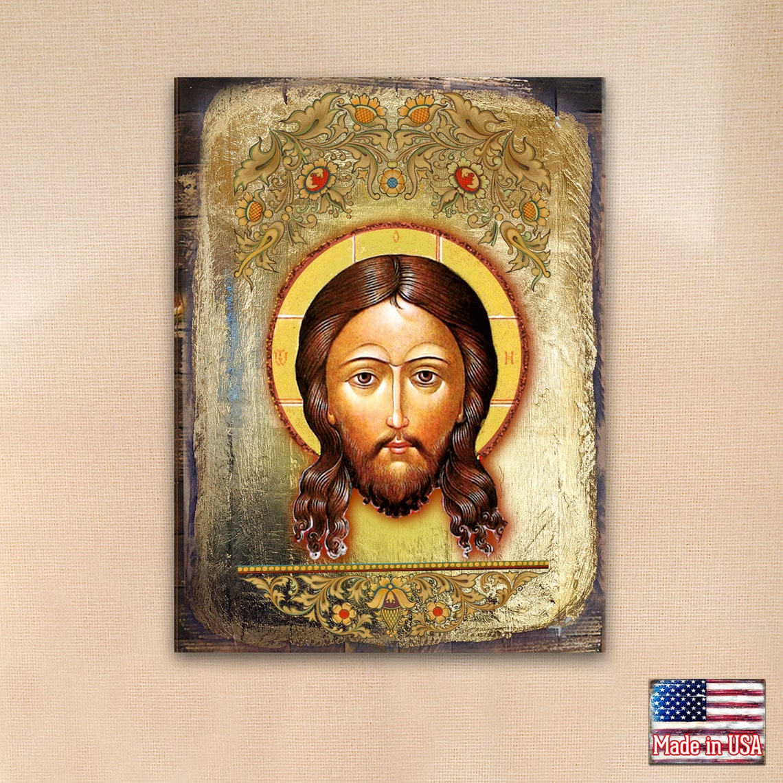 Jesus Religious Art - Wall Decor - Icon the Holy Face Wall Art on Wood ...