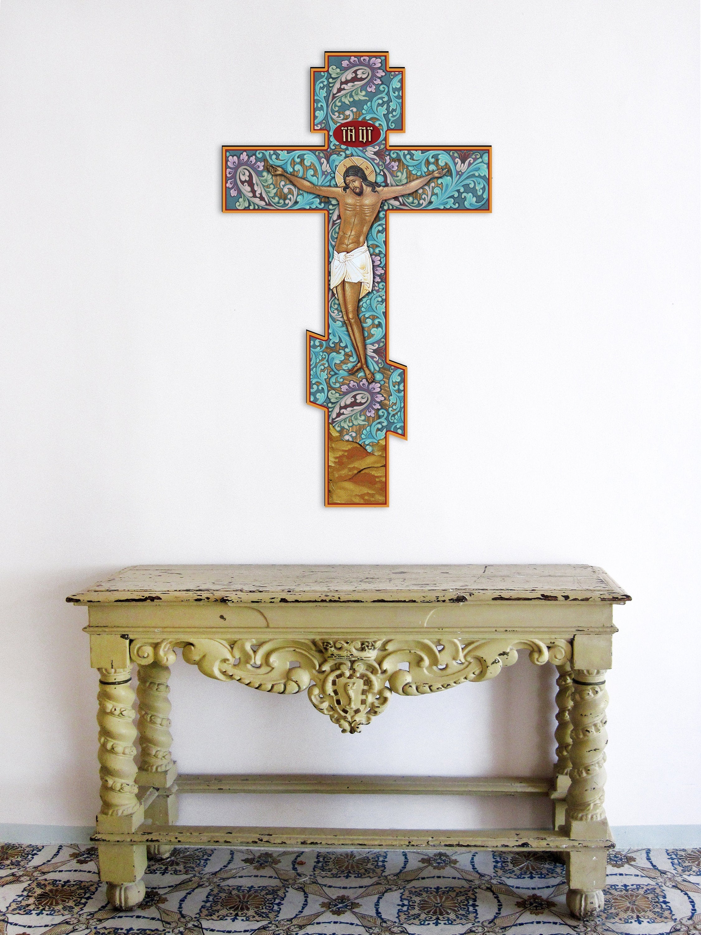 Large Orthodox Wall Cross Jesus Icon Gold-plated Wall Cross - Etsy