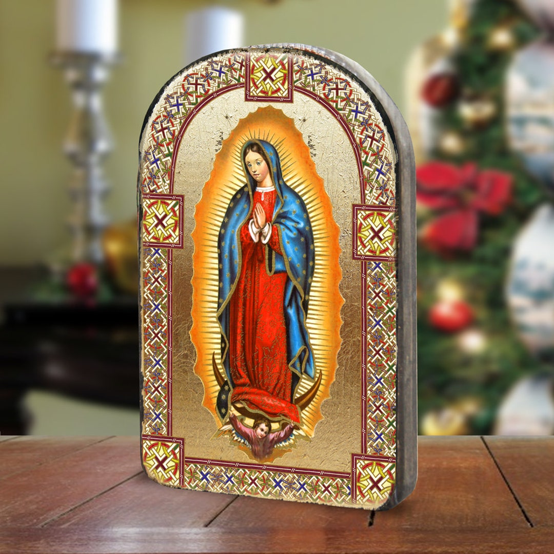 Our Lady of Guadalupe Gold-plated Arch-shaped Handcrafted Wooden Icon ...