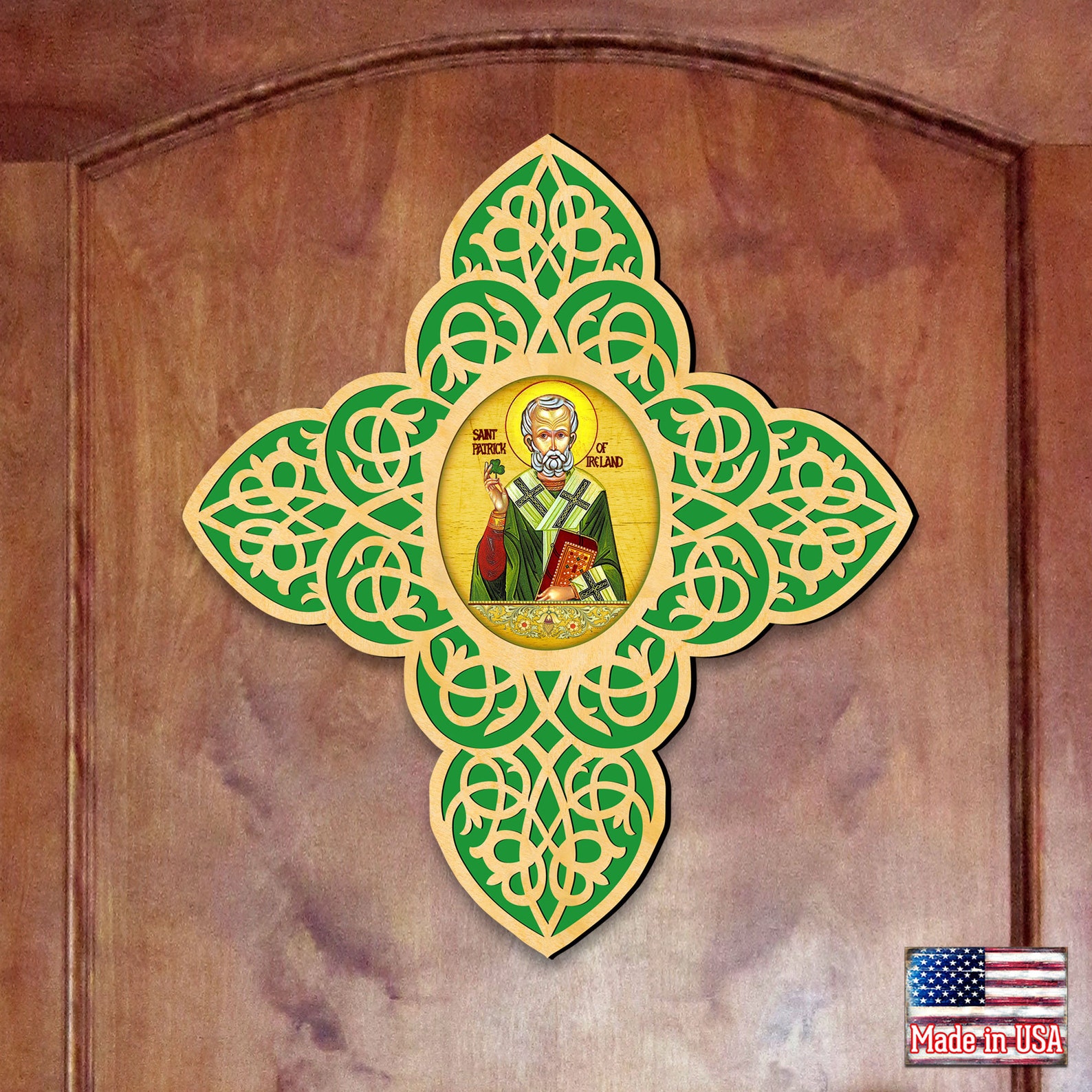 Saint Patrick Icon Irish Wall Cross Saint Patrick Wooden - Etsy