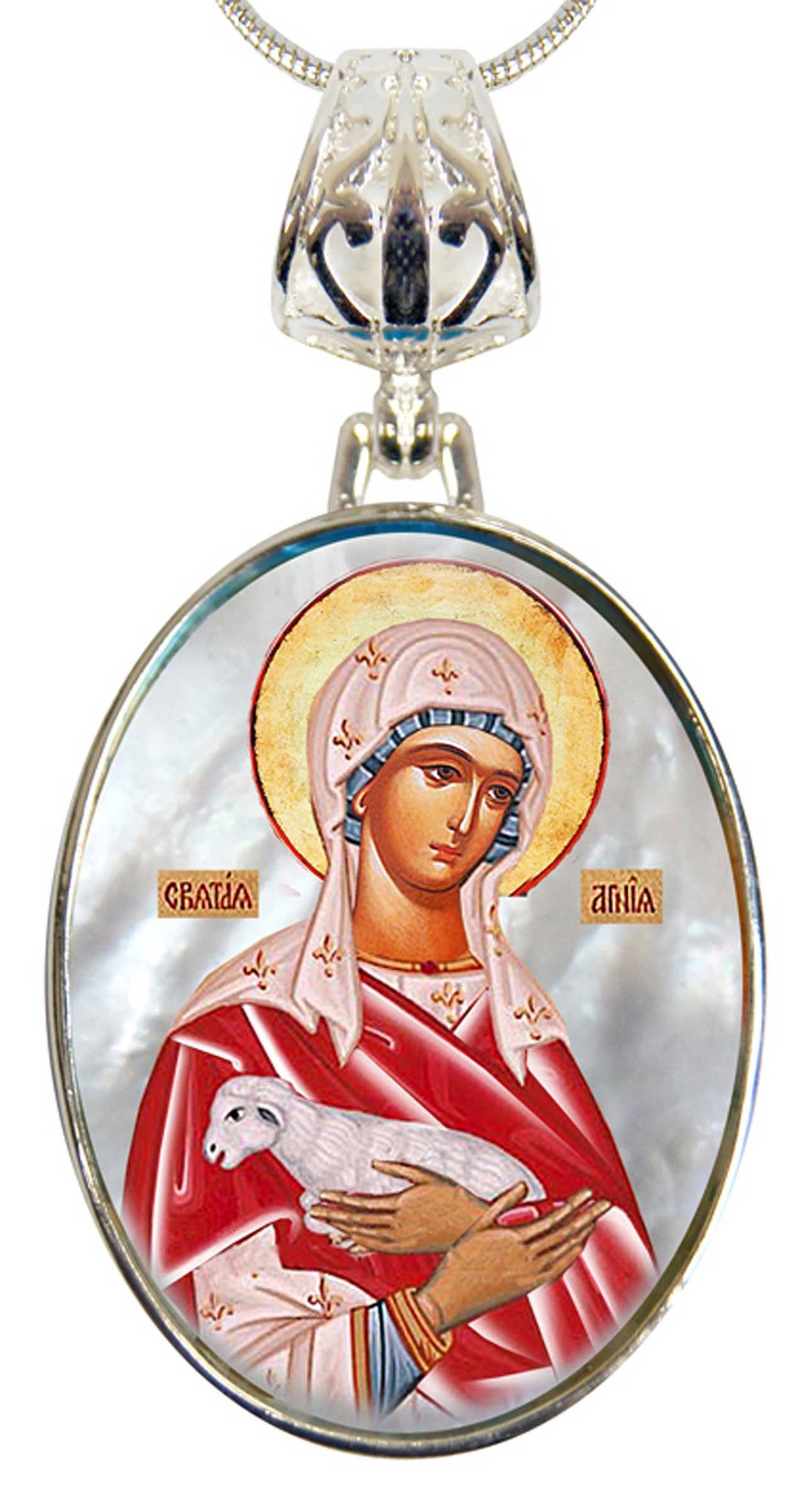 Handcrafted Jewelry - Saint Agnes Oval Charm Pendant Handcrafted ...