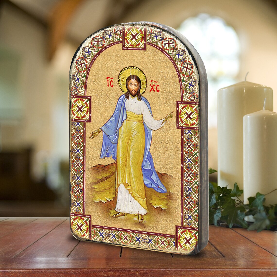 Jesus Art Jesus Icon Gold Plated Wood Arch Shape Museum - Etsy