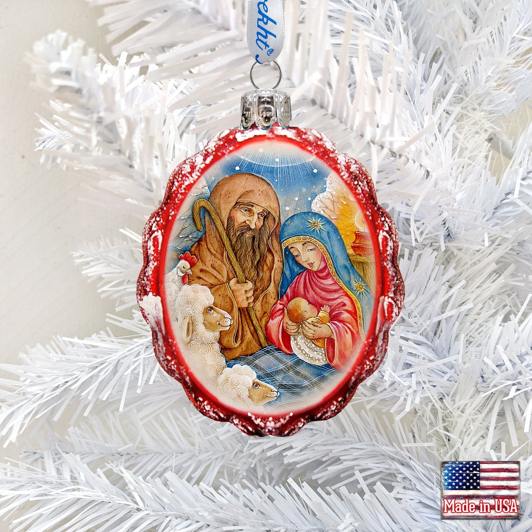 Nativity Mercury Glass Ornament - Inspirational Religious Decor ...