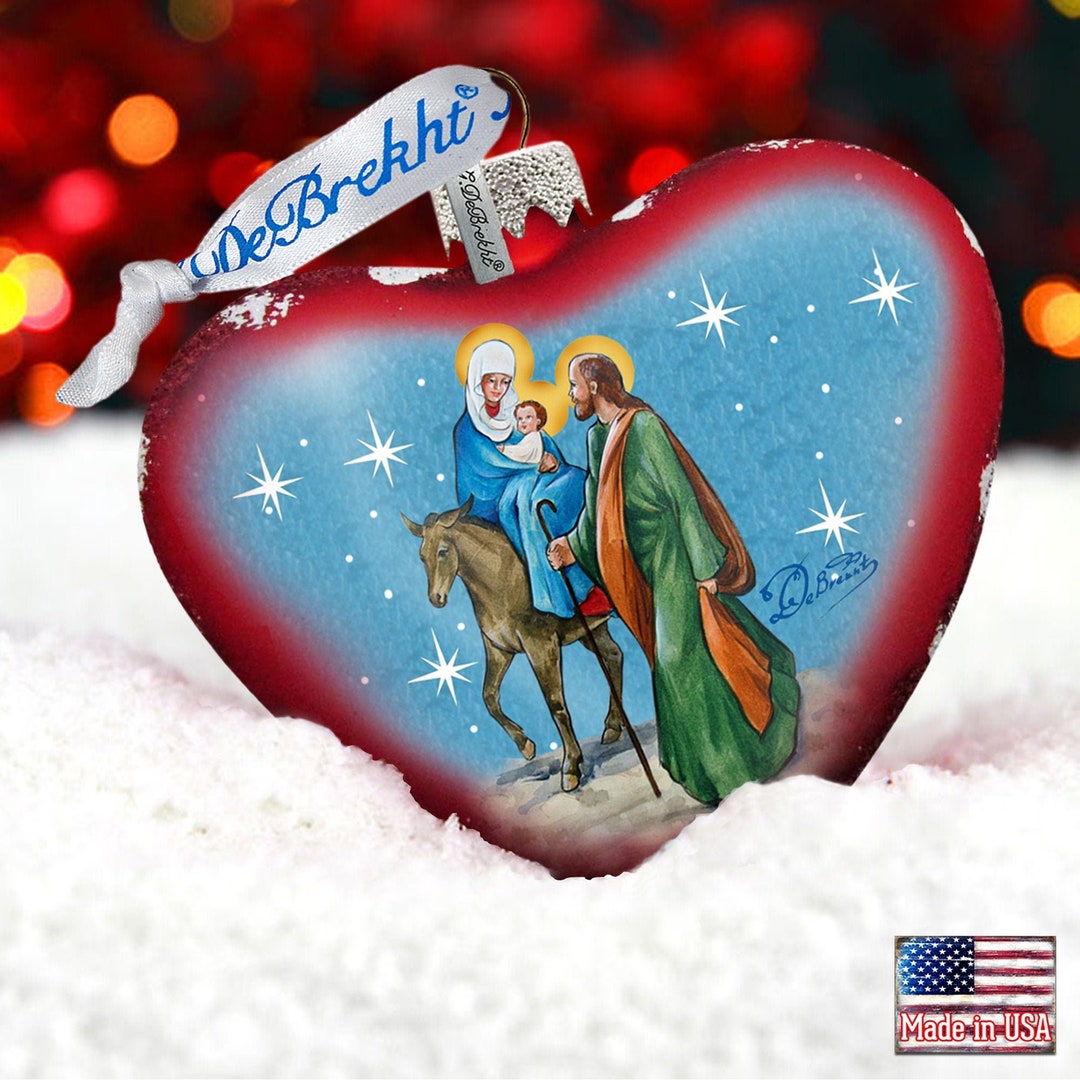 Nativity Heart Mercury Glass Ornament - Inspirational Guardian Angels ...