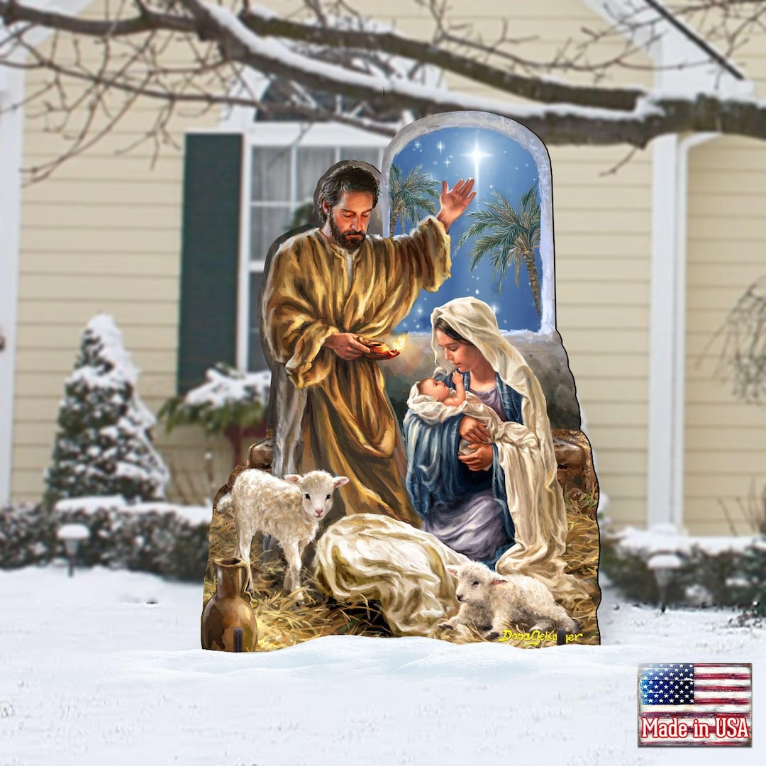 OUTDOOR Nativity Scene - Nativity Family Home and Yard Art Garden Decor ...