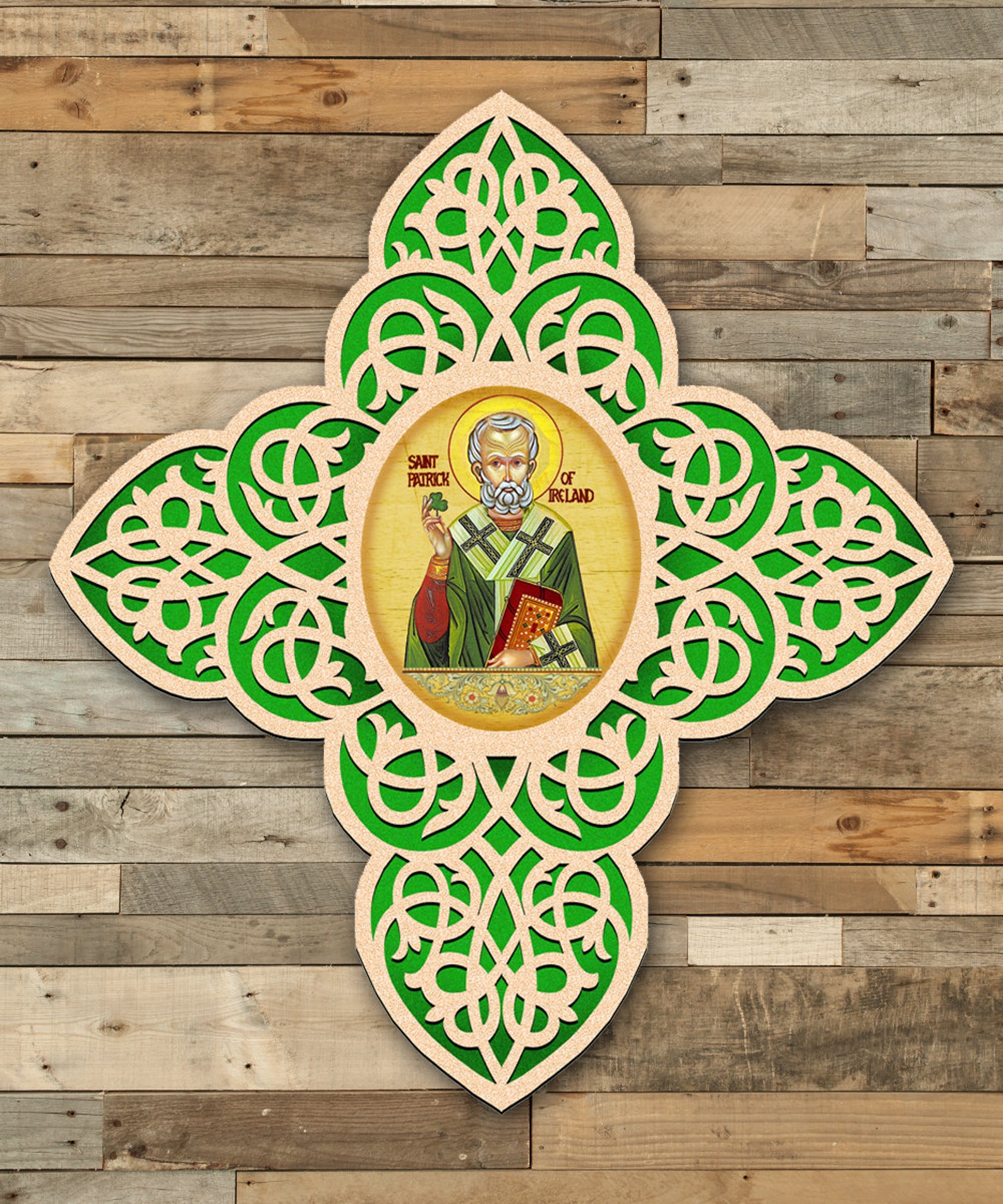 Saint Patrick Icon Irish Wall Cross Saint Patrick Wooden - Etsy
