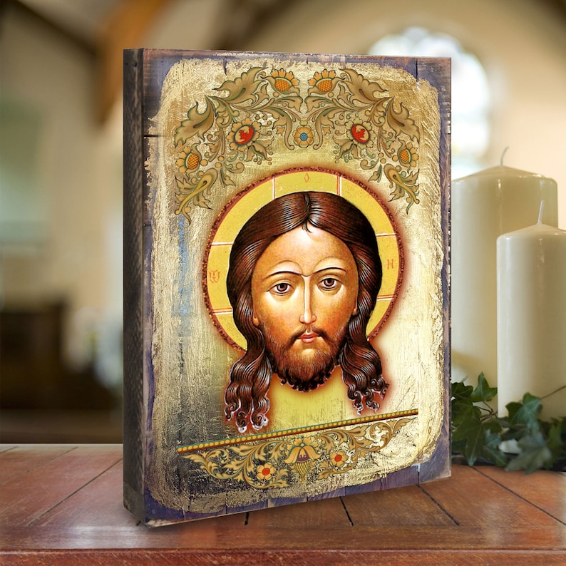 Jesus Religious Art - Wall Decor - Icon the Holy Face Wall Art on Wood ...