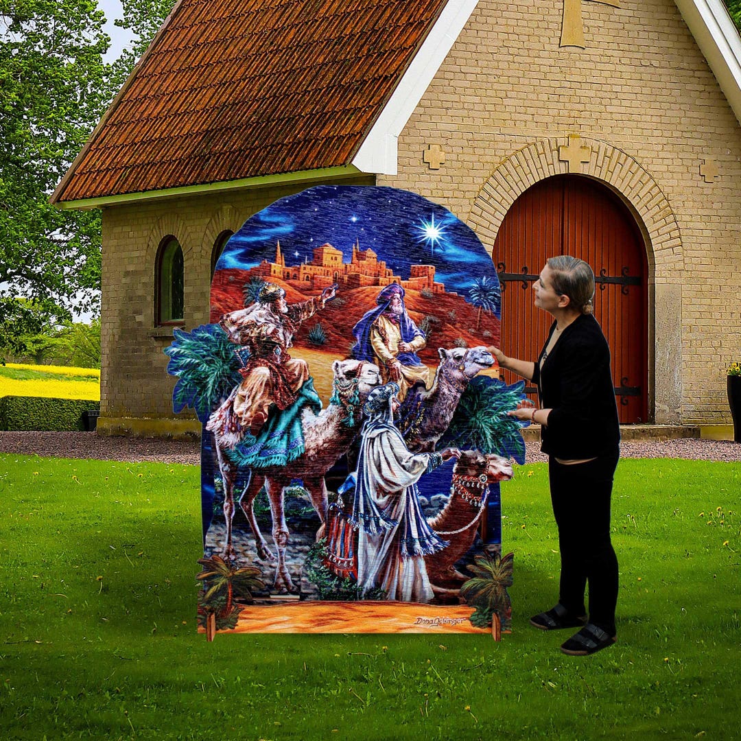 65 Tall Journey of Three Kings OUTDOOR Life-sized Nativity Wooden ...