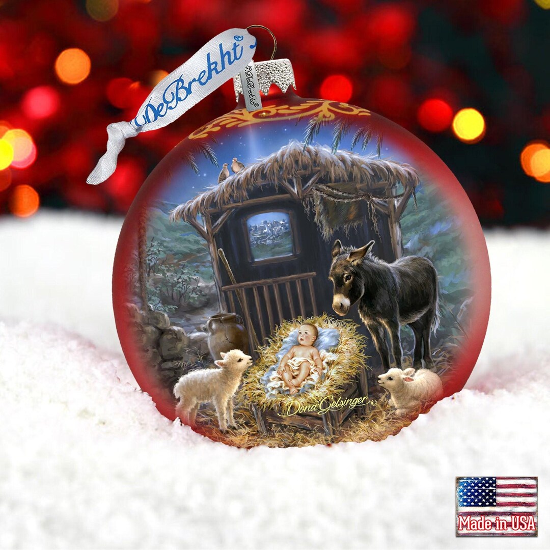 Mercury Glass Nativity Ornament - Nativity Scene Born in a Stable ...