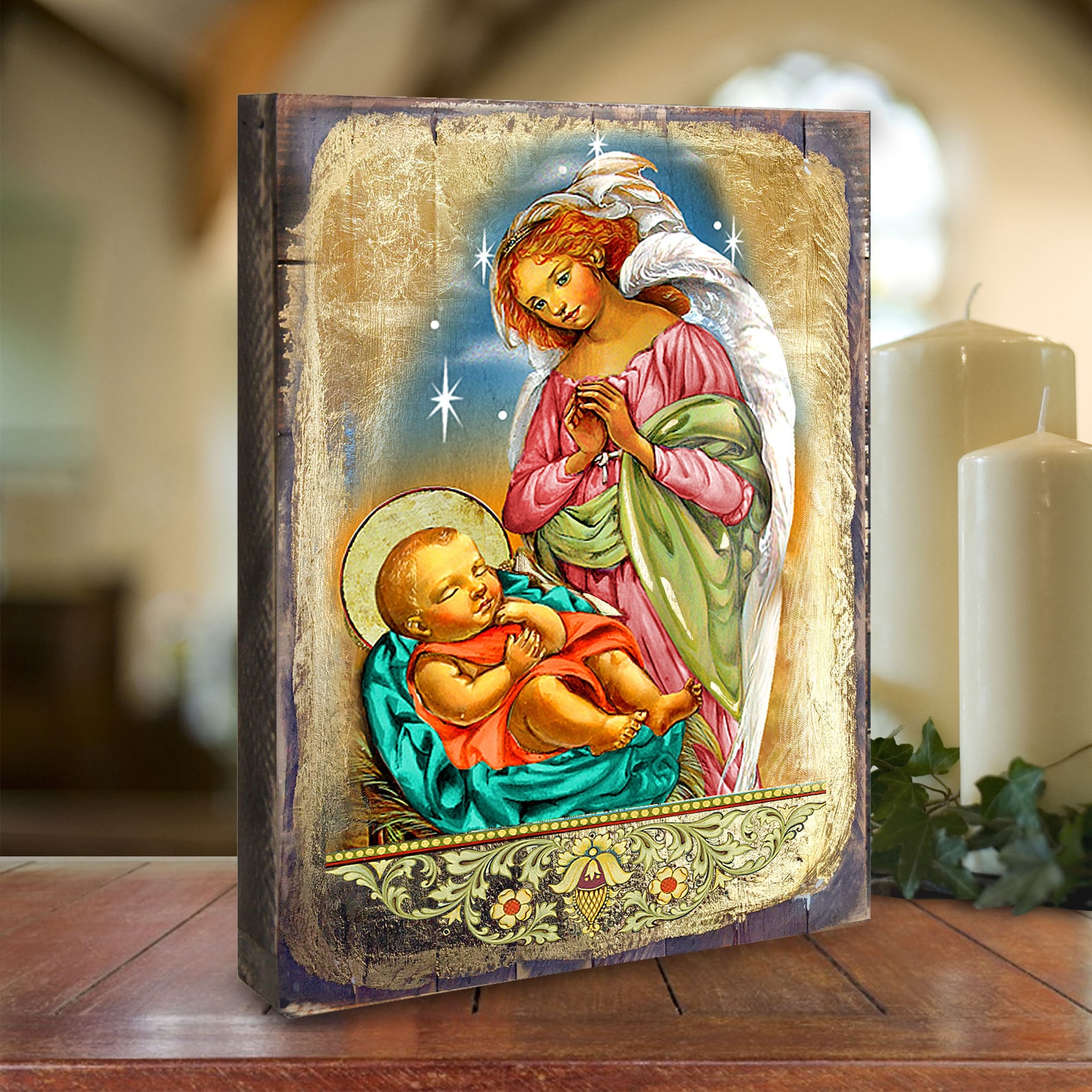 Guardian Angel With Child Icon - Christian Art - Baptism Gift ...