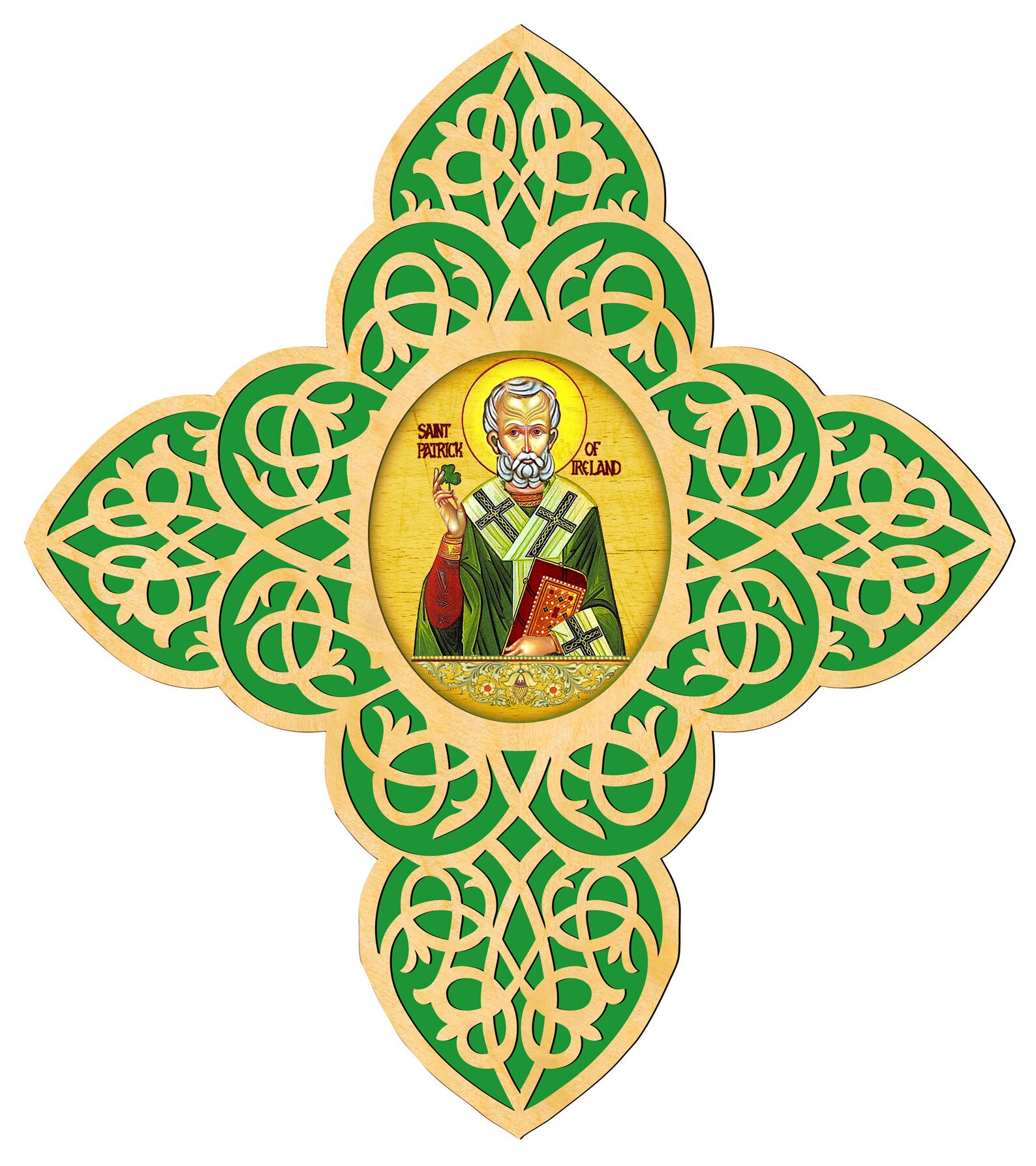 Saint Patrick Icon Irish Wall Cross Saint Patrick Wooden | Etsy