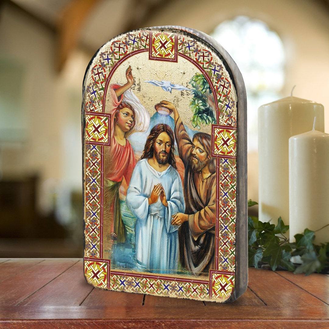 Christening Icon - Baptism Gift - Jesus Portrait - Gold-plated Arch ...
