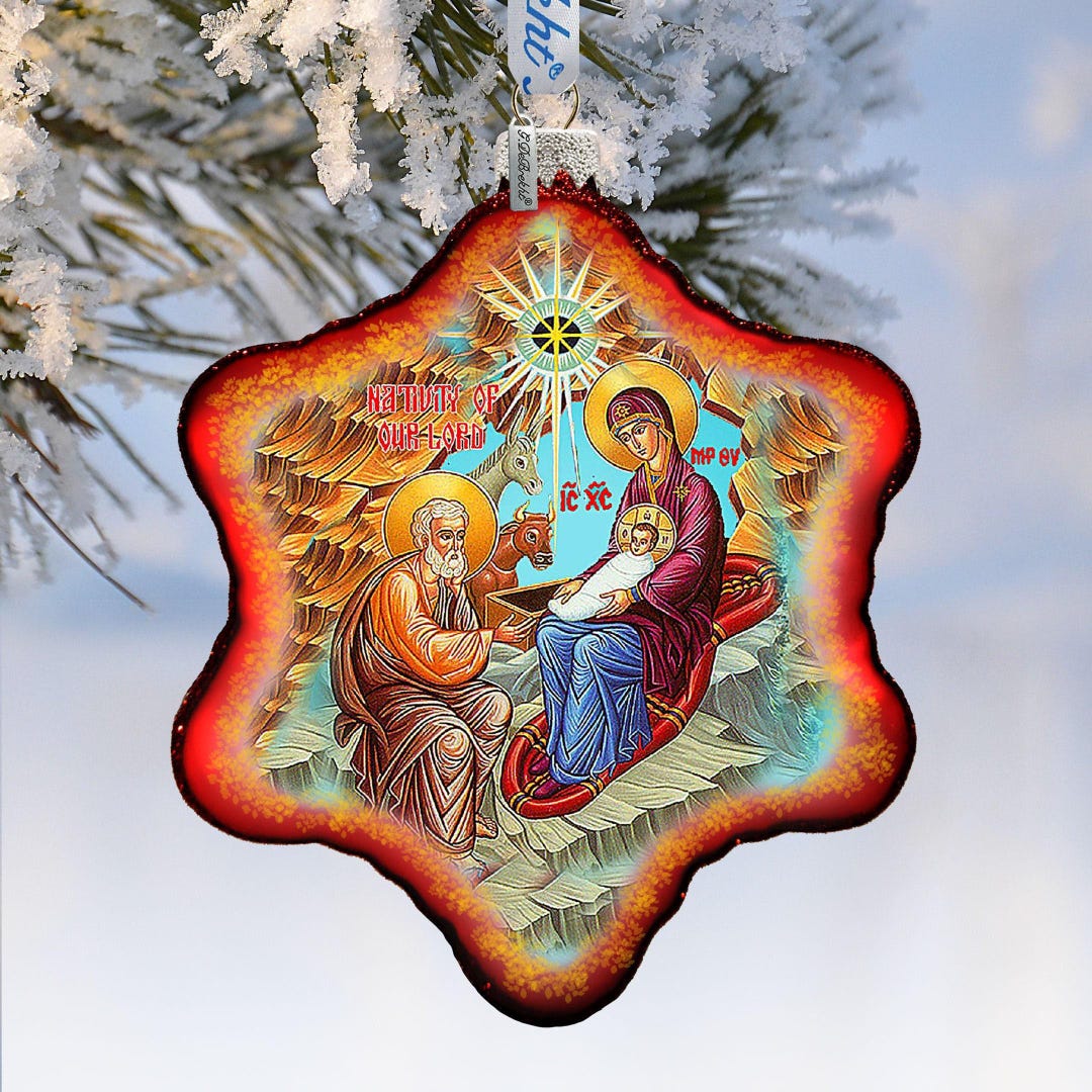 Orthodox Nativity Snowflake Mercury Glass Ornament Art by G Debrekht ...