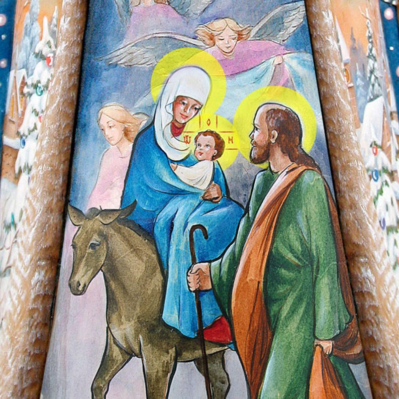 OUTDOOR Christmas Decoration Nativity - Santa and the Guardian Angels ...