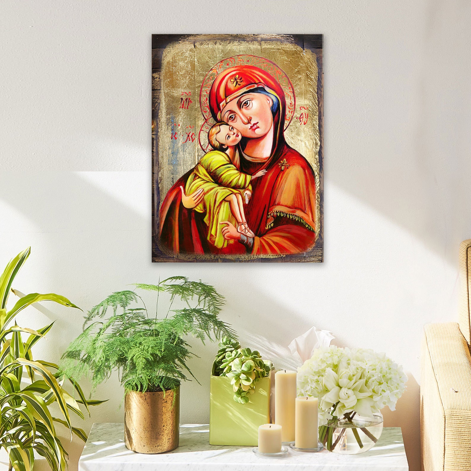 Virgin Mary Icon Reclaimed Wood Icon Art Holy Lady of - Etsy