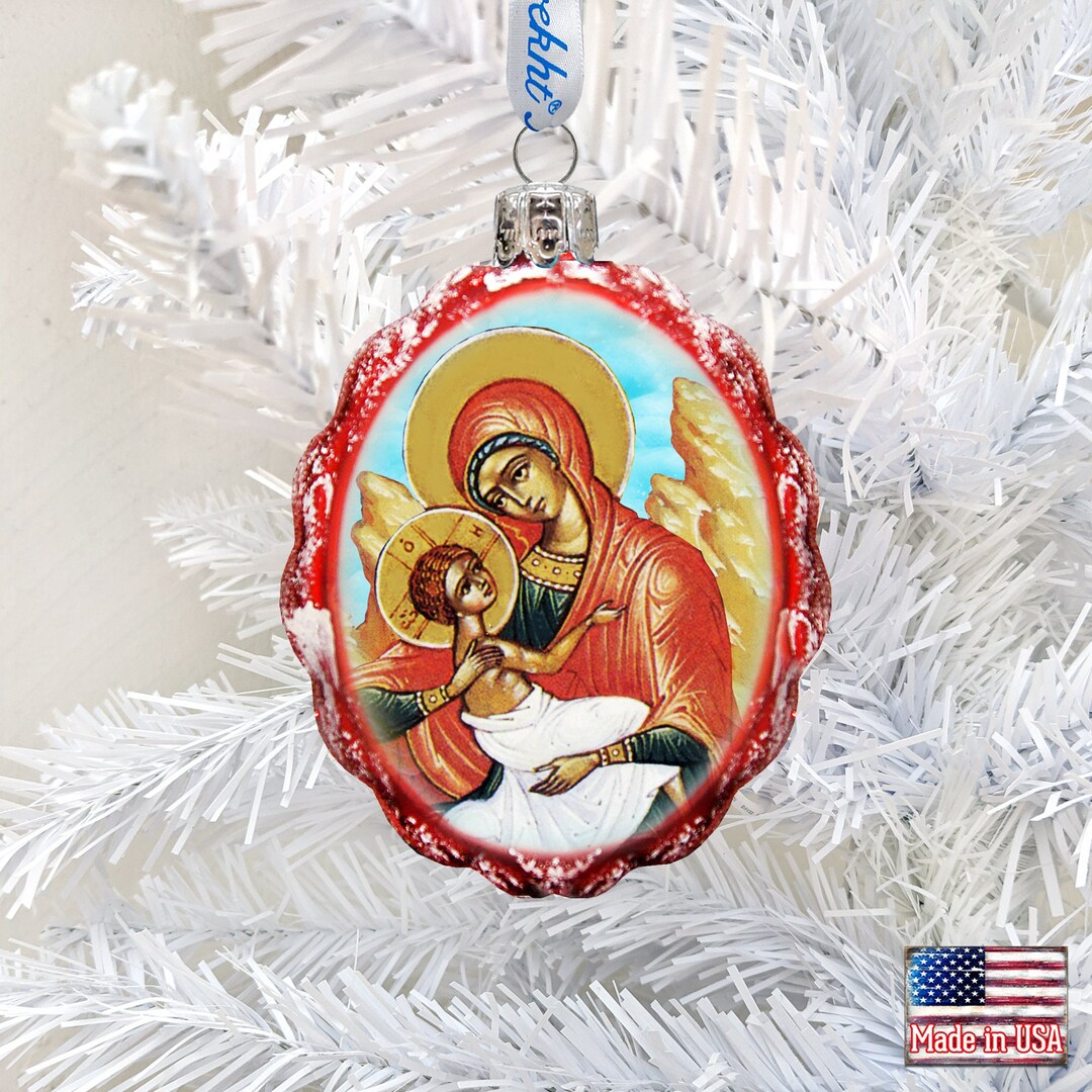 Virgin Mary and Jesus Mercury Glass Ornament - Nativity Inspirational ...