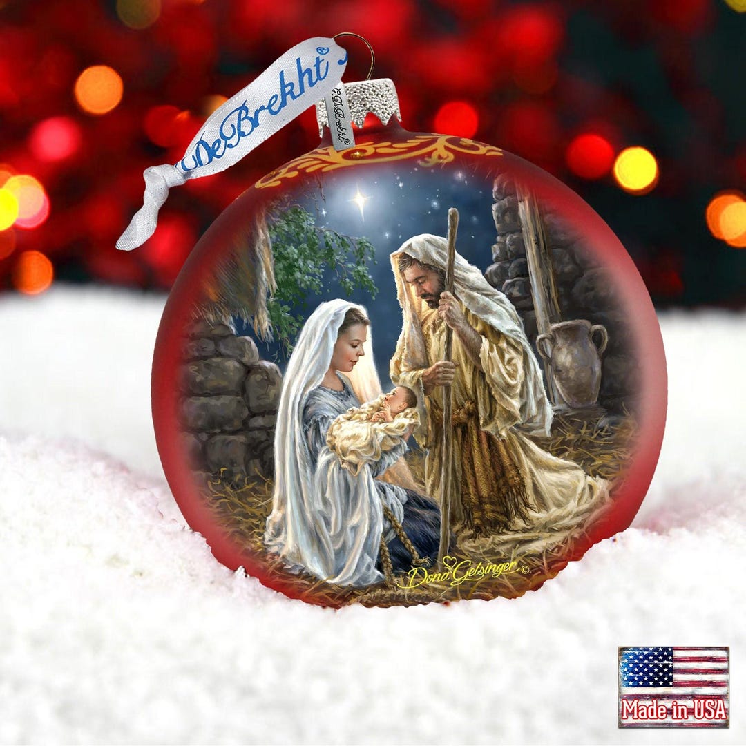 Nativity Christmas Glory to God Mercury Glass Ornament Art by Dona ...