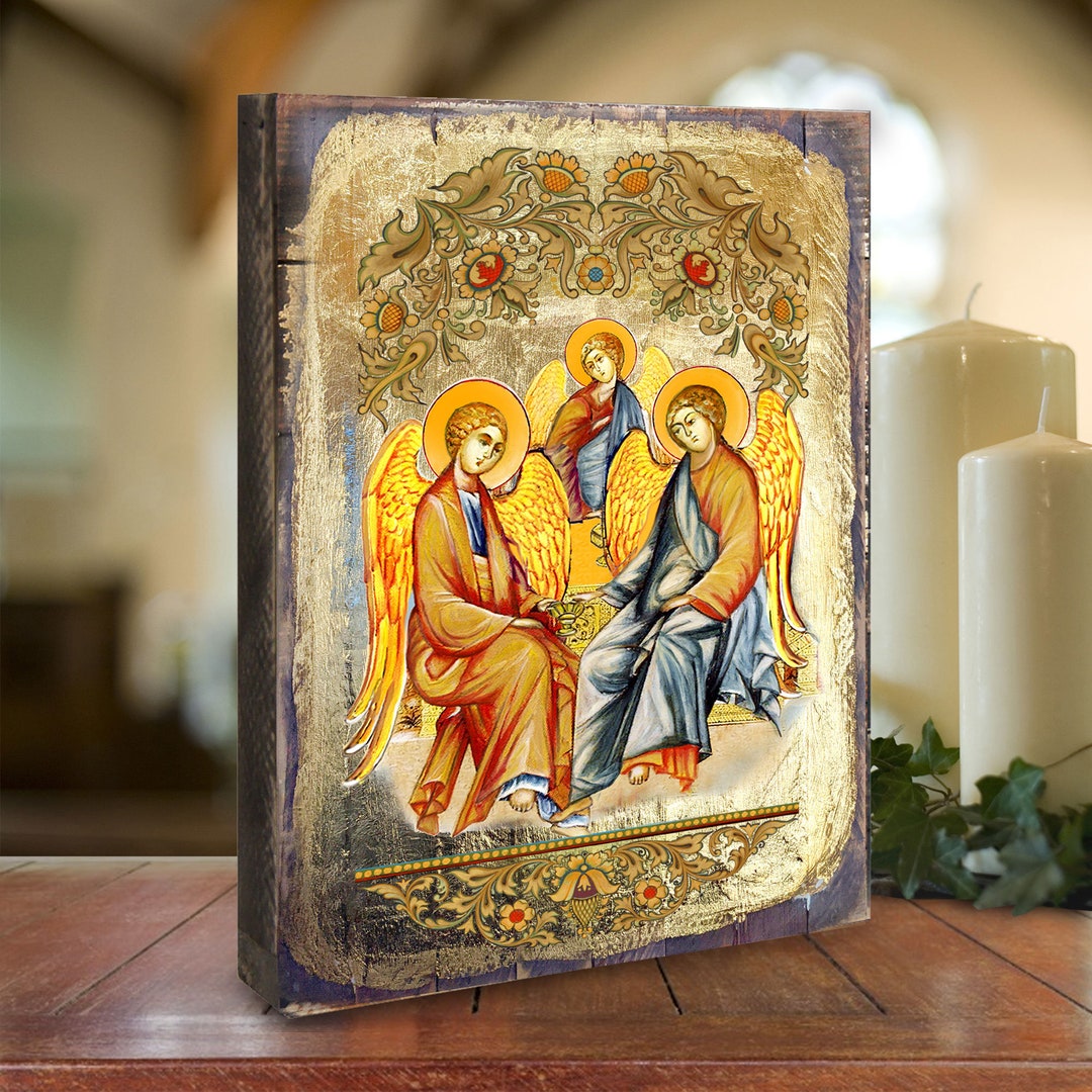 Icon of Old Testament Trinity Wall Art on Wood Handcrafted 85015 - Etsy