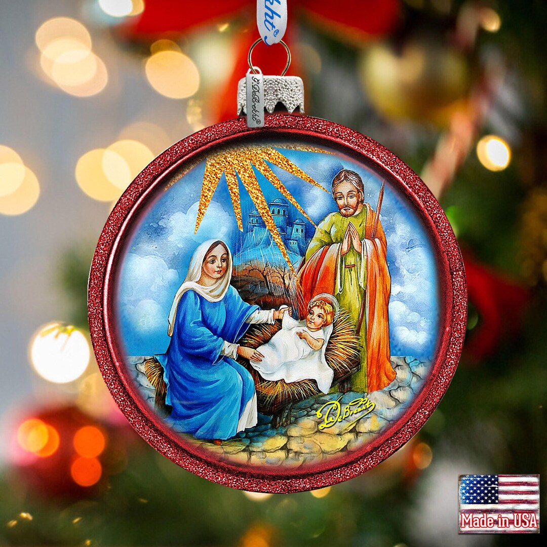 Holiday Glass Ornament - Holy Family Glass Art by G Debrekht ...