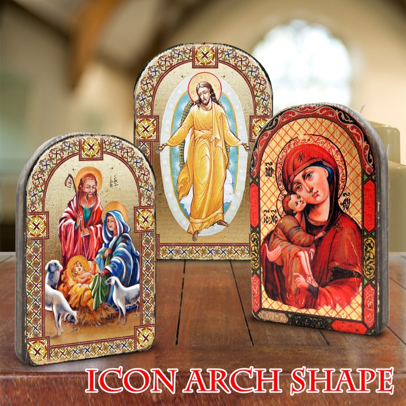 Jesus Art Jesus Icon Gold Plated Wood Arch Shape Museum - Etsy