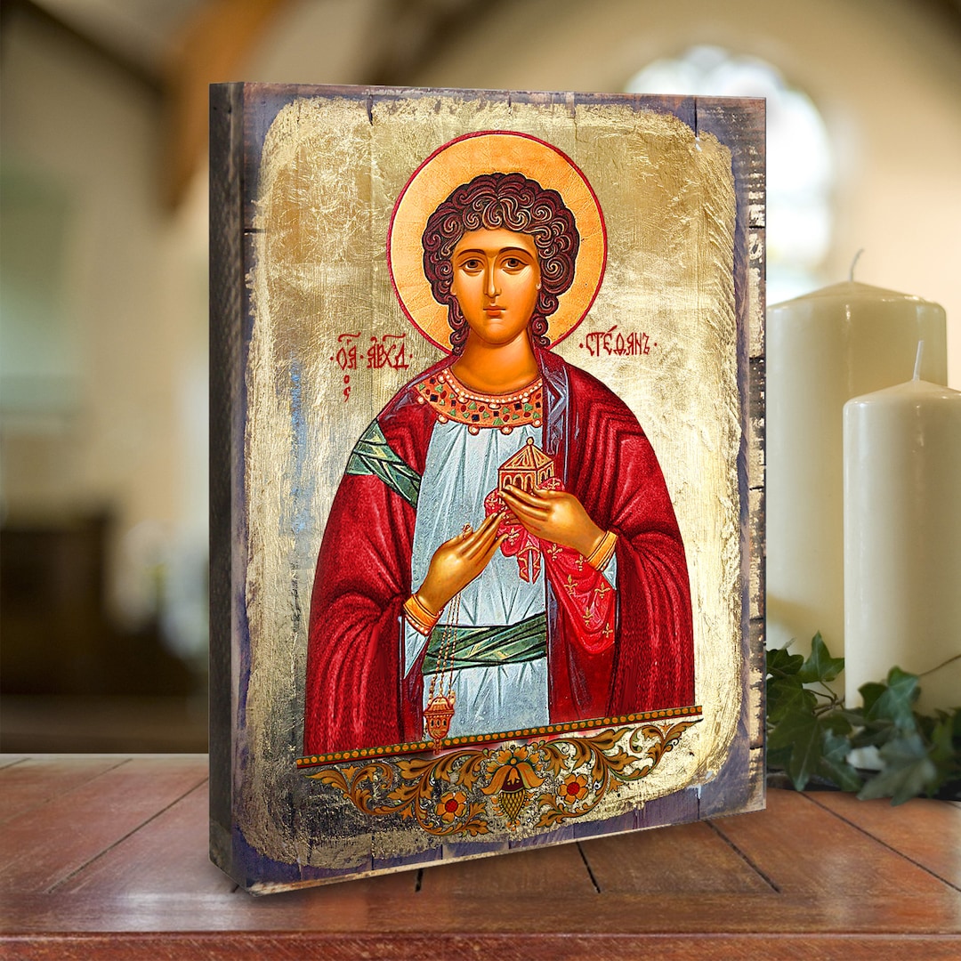 Saint Stephen Wall Art - Religious Wall Decor - Reclaimed Wood Gold ...