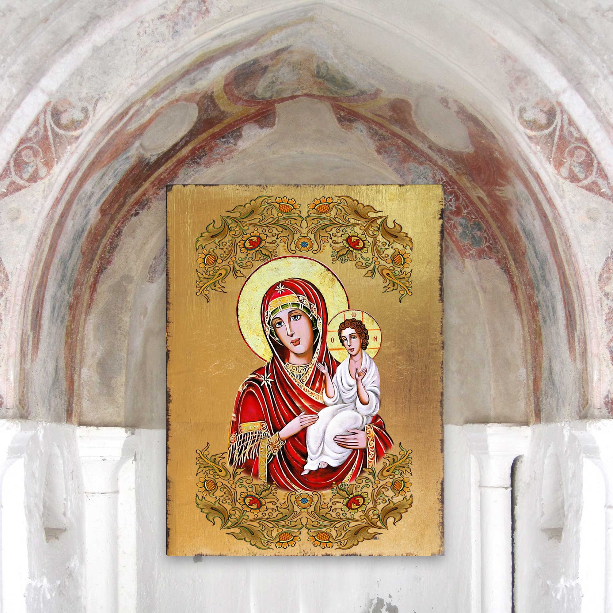 Virgin Mary Icon - Reclaimed Wood Wall Decor - Holy Lady of Vladimir ...