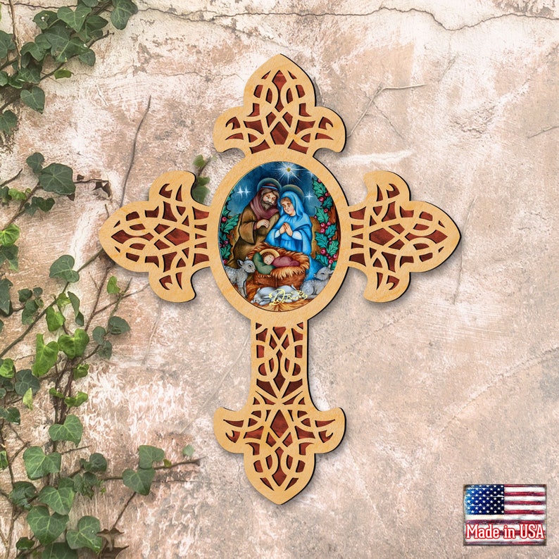 Nativity Scene Wall Cross Village Nativity Inspirational - Etsy