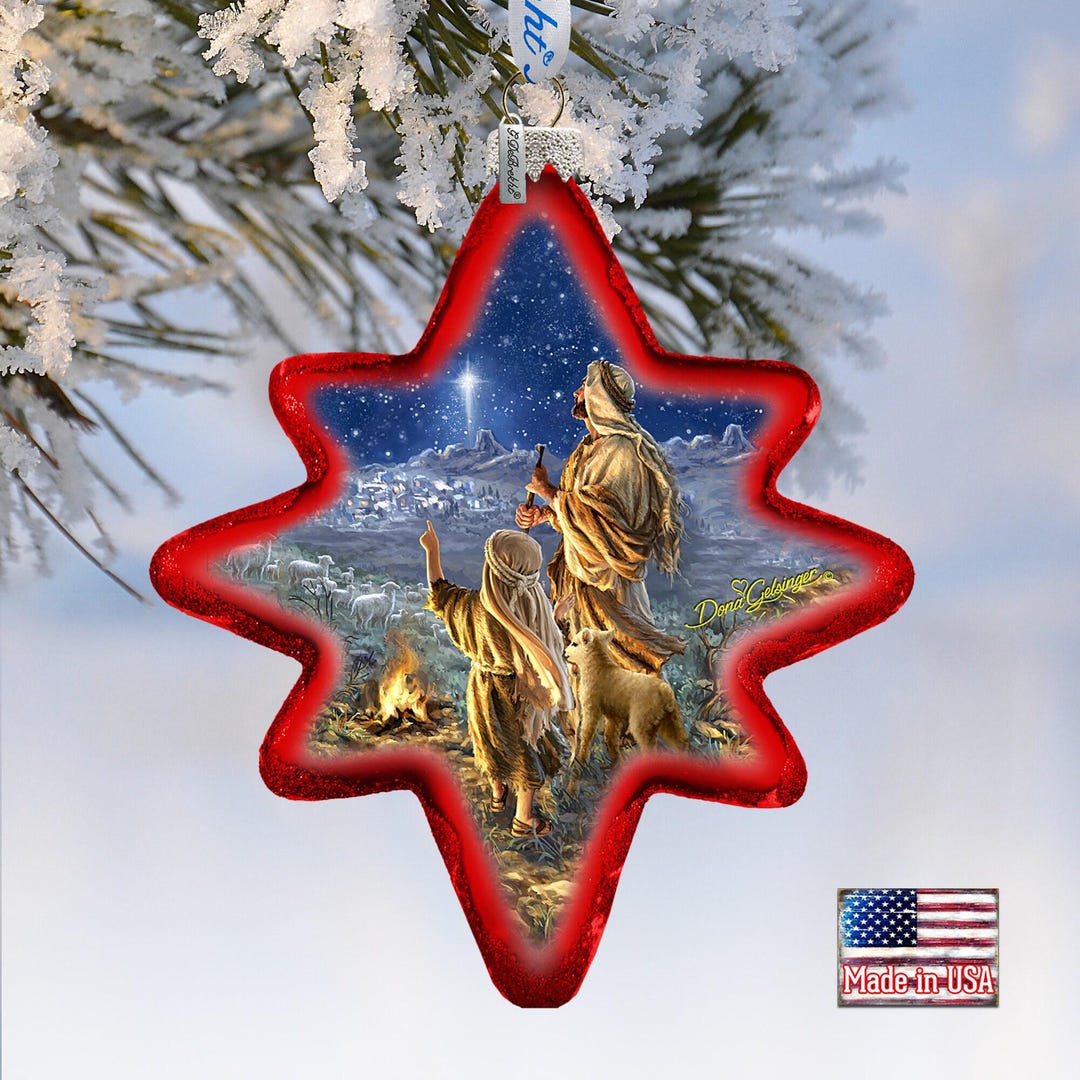 Christmas Nativity Scene - Guiding Light Mercury Glass Ornament ...