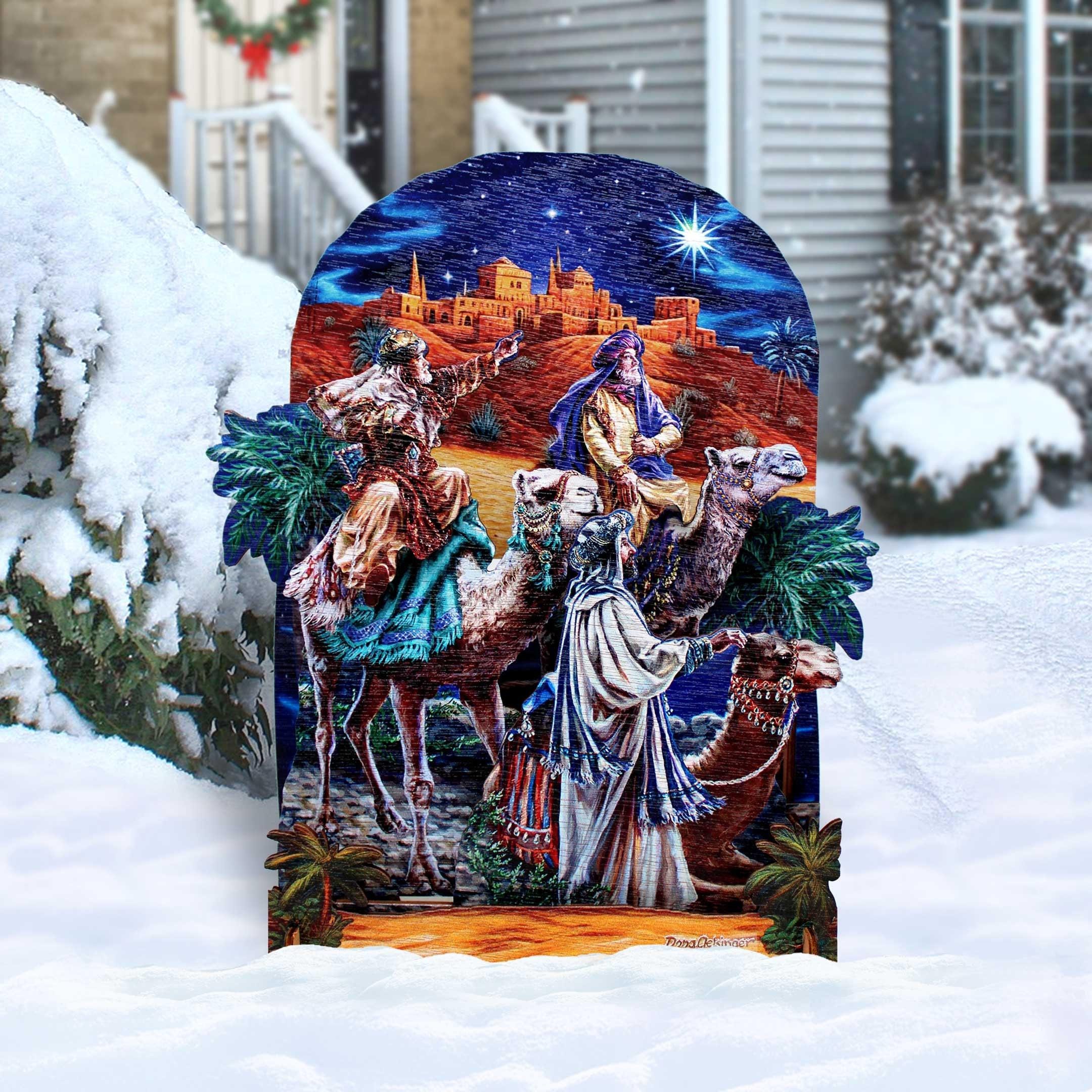 65 Tall Journey of Three Kings OUTDOOR Life-sized Nativity Wooden ...