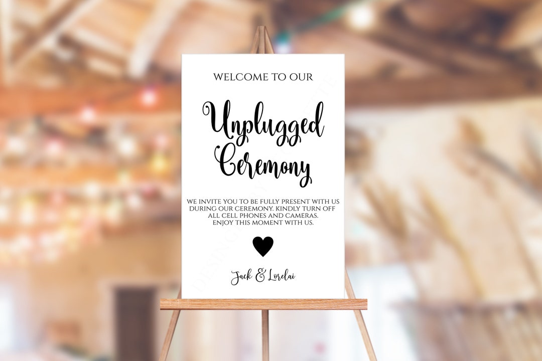 Editable Unplugged Ceremony Sign Wedding Unplugged Poster - Etsy