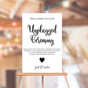Editable Unplugged Ceremony Sign Wedding Unplugged Poster - Etsy